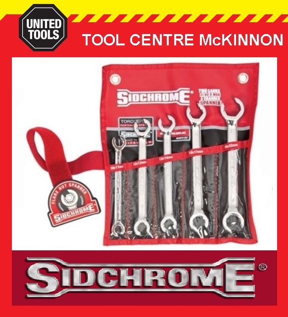 SIDCHROME SCMT21257 5pce FLARE NUT SPANNER SET – Tool Centre McKinnon