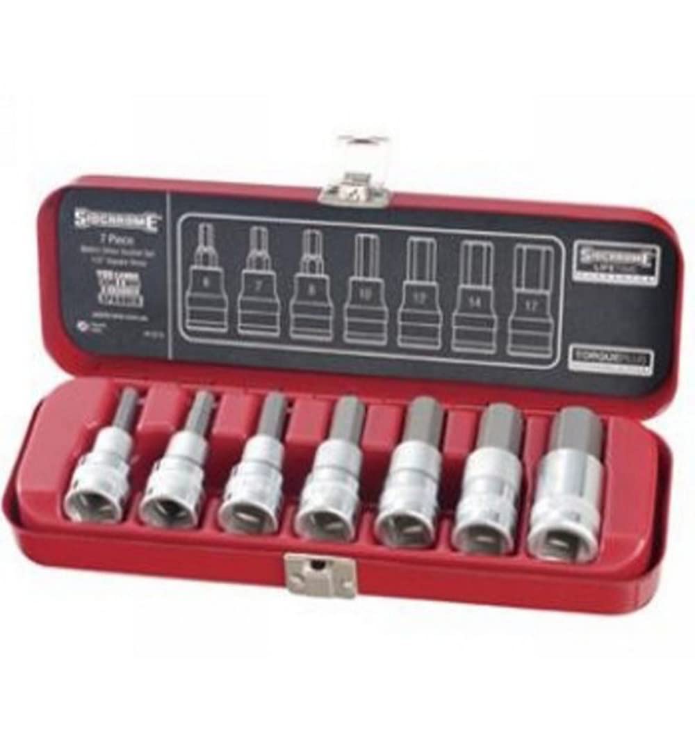 Sidchrome SCMT14274 1/2 Drive Inhex Metric Socket 7 Piece Set – Tool ...