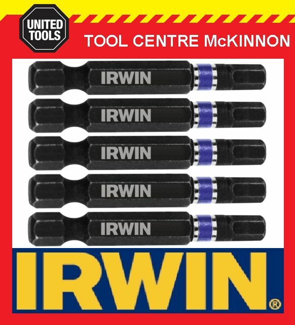 5 x IRWIN IMPACT SQUARE DRIVE SQ2 x 50mm POWER INSERT BITS FOR IMPACT ...