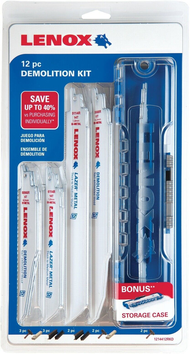 LENOX DEMOLITION 12pce RECIPROCATING SAW BLADE SET WITH CASE – Tool ...