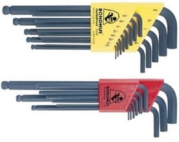 BONDHUS 20199 22pce METRIC & A/F LONG ARM BALL END HEX ALLEN KEY SET ...