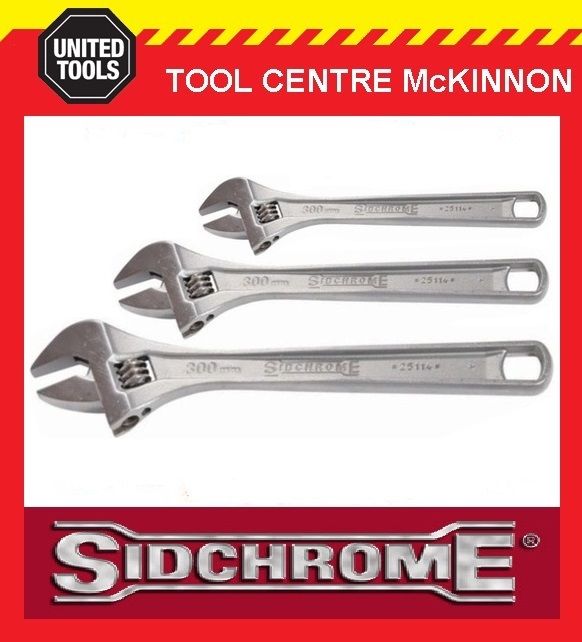 SIDCHROME 3pce CHROME PLATED ADJUSTABLE WRENCH SHIFTER SET – 6, 8 & 10 ...