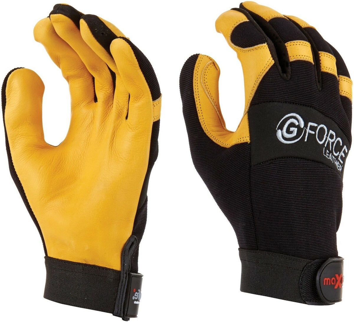 MAXISAFE G-FORCE PREMIUM LEATHER MECHANICS SAFETY WORK GLOVES – LARGE ...