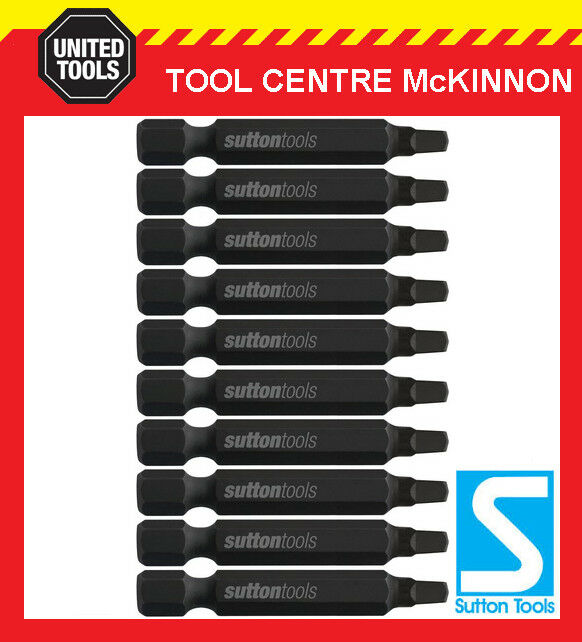10 x SUTTON IMPACT SQUARE SQ2 x 50mm POWER INSERT BITS FOR IMPACT DRIV ...