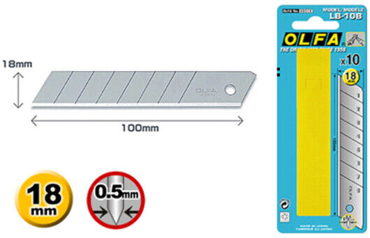 OLFA 10-PACK 18mm HEAVY DUTY SNAP OFF UTILITY KNIFE BLADES – MADE IN J ...