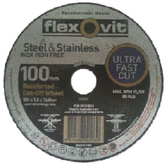 20 x FLEXOVIT 100mm / 4” MEGA-LINE ULTRA THIN METAL CUT-OFF WHEEL ...