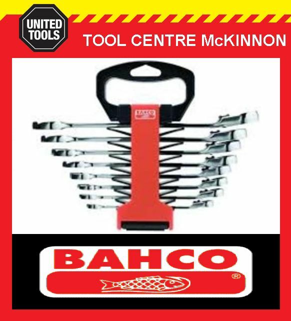 BAHCO 1RZ/SH8 8pce A/F RATCHET COMBINATION GEAR RING & OPEN END SPANNE ...