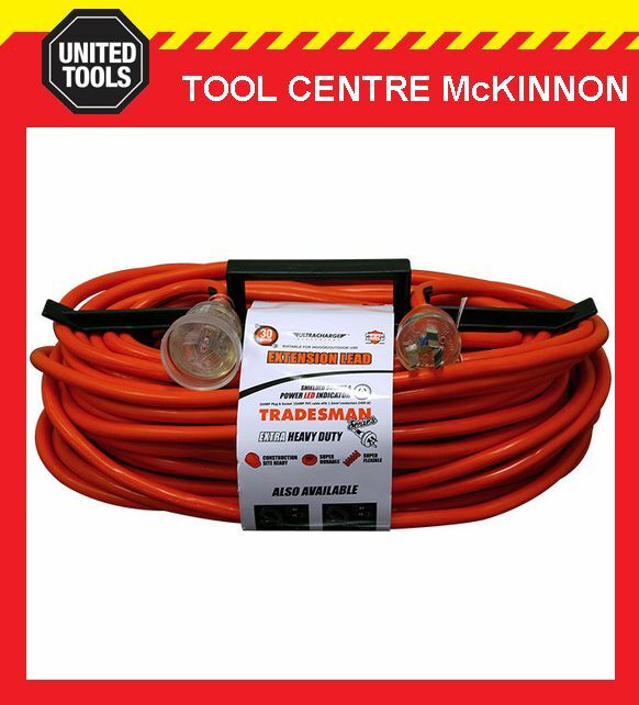 30m 3 CORE HEAVY DUTY 1.5mm2 EXTENSION LEAD – 15 AMP WITH 10 AMP PLUGS ...