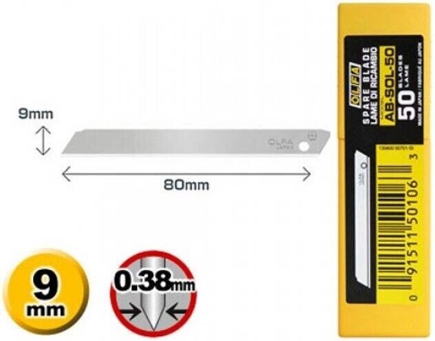 OLFA 50-PACK 9mm SNAP OFF UTILITY KNIFE BLADES – MADE IN JAPAN – Tool ...