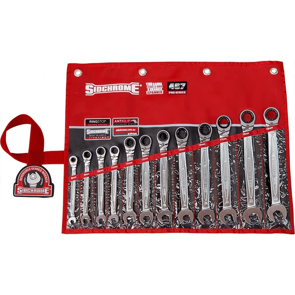 Sidchrome 467 Pro Series Metric Geared Spanner 12-Piece Set in Wallet ...