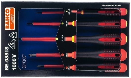 BAHCO ERGO BE-9881S 5pce 1000V VDE SCREWDRIVER SET – PHILLIPS AND SLOT – Tool Centre McKinnon